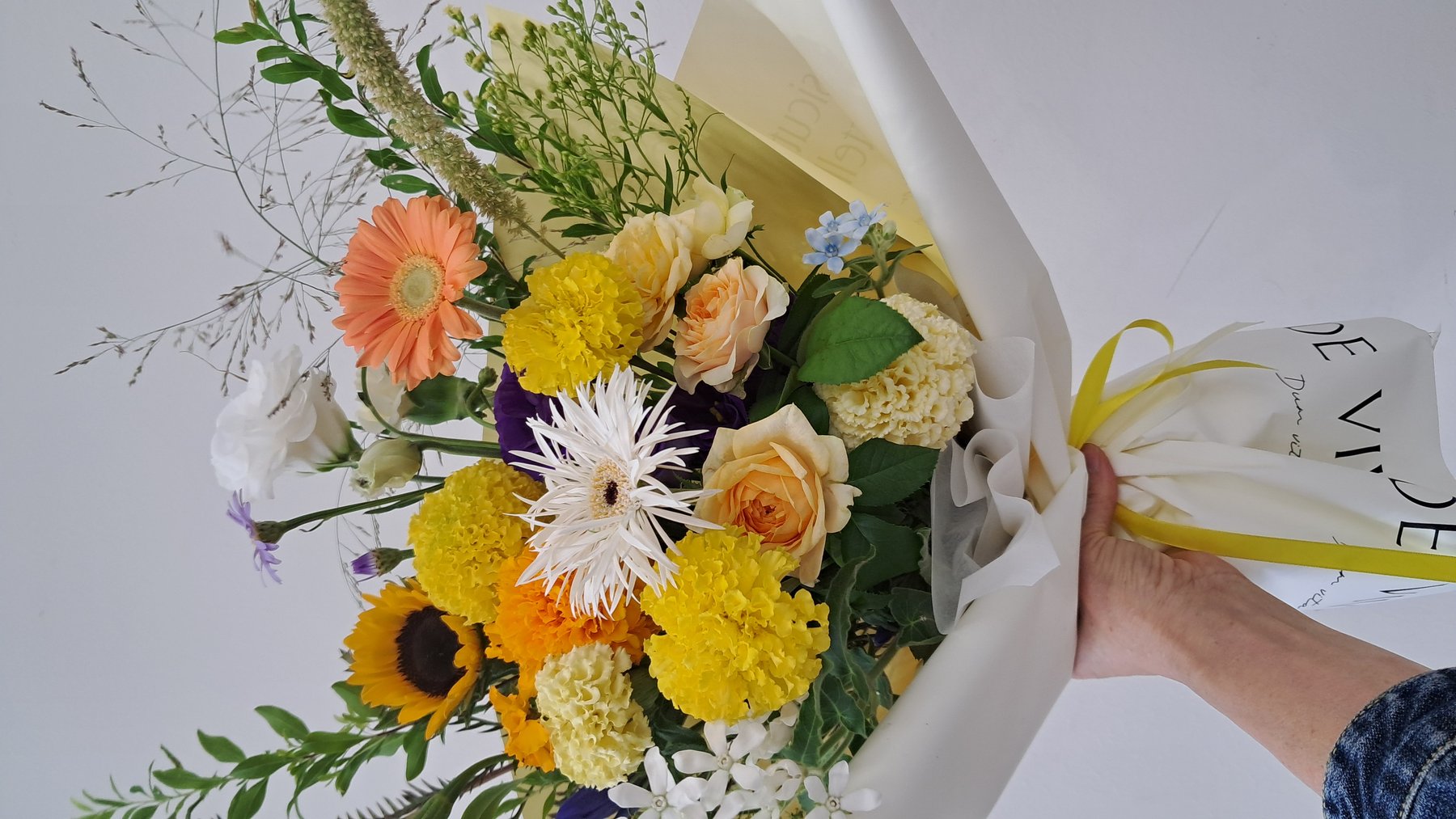 옐로 주황 혼합 꽃다발 L 배민 장보기∙쇼핑