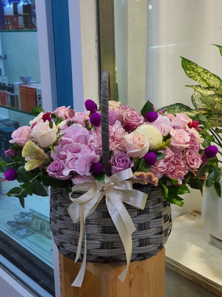 연보라 꽃바구니 L 배민 장보기∙쇼핑