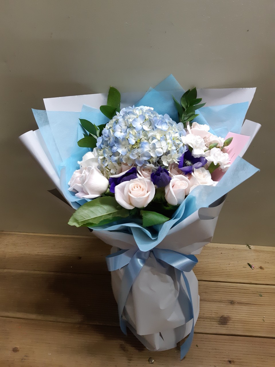 수국과 스토크꽃다발 배민 장보기∙쇼핑