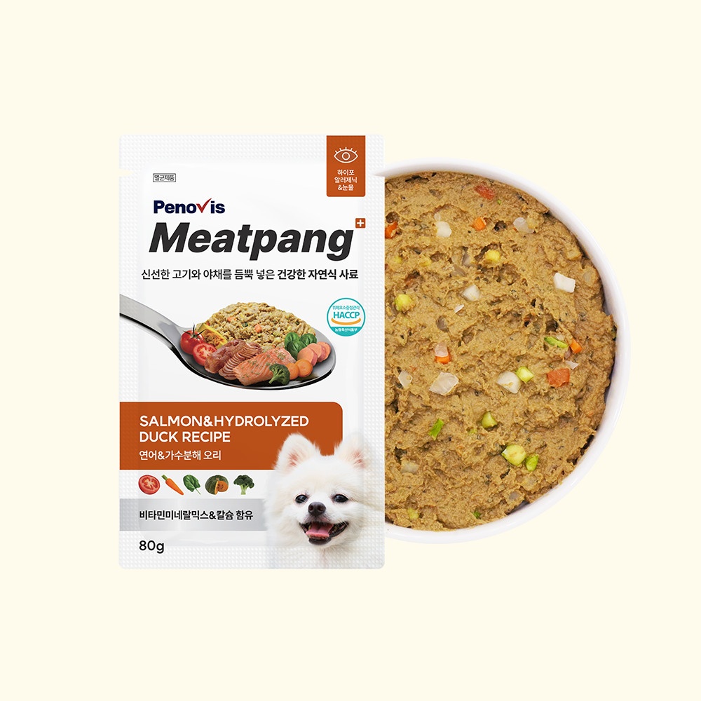 강아지 습식 사료 강아지 화식 페노비스 미트팡 가수분해 오리and연어 80g 배민 장보기∙쇼핑