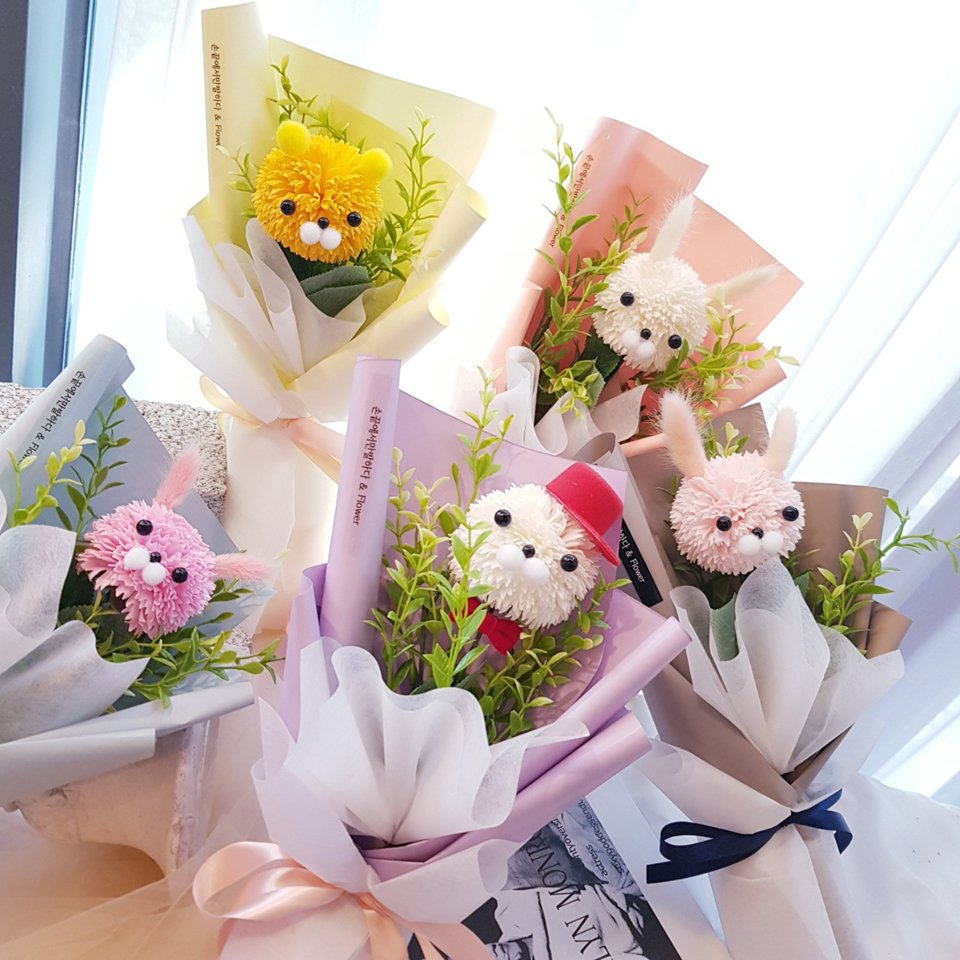캐릭터 퐁퐁 미니 꽃다발 No116 얼굴랜덤 배민 장보기∙쇼핑