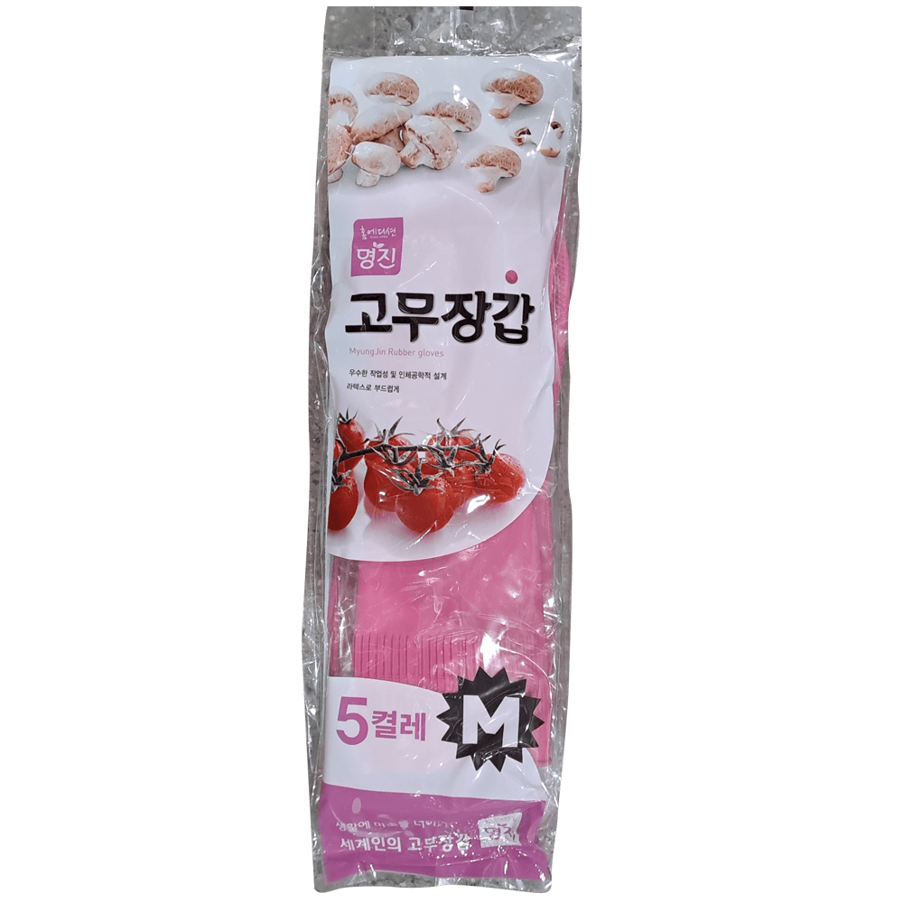 명진 분홍 고무장갑 5입 M 배민 장보기∙쇼핑