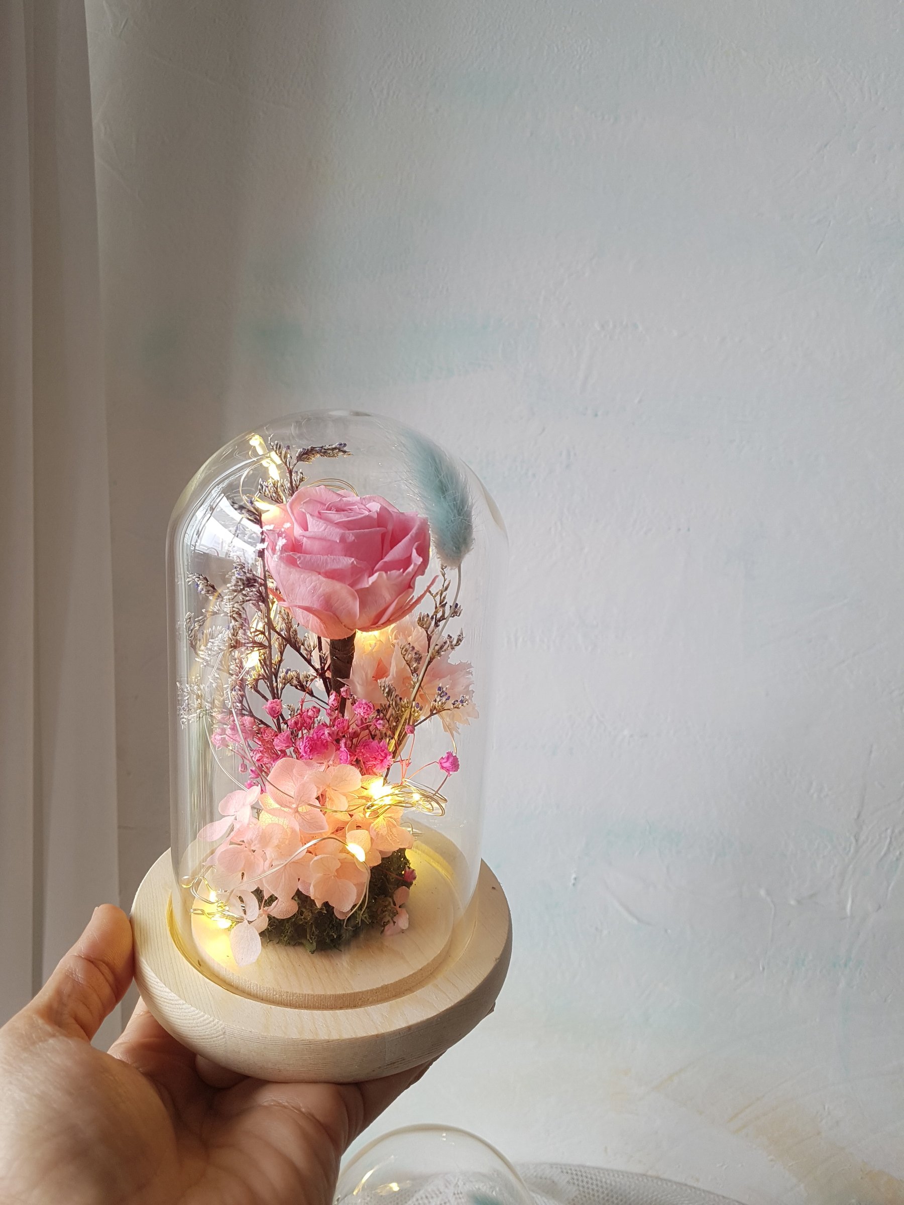 선물로 최고 장미 유리돔 프리저브드핑크장미s유리돔 배민 장보기∙쇼핑