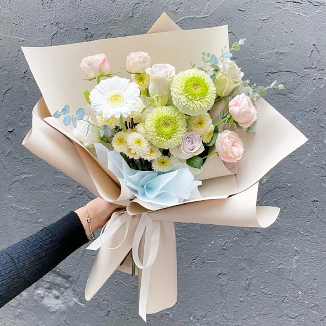 그린 퐁퐁 거베라 포인트 꽃다발 배민 장보기∙쇼핑