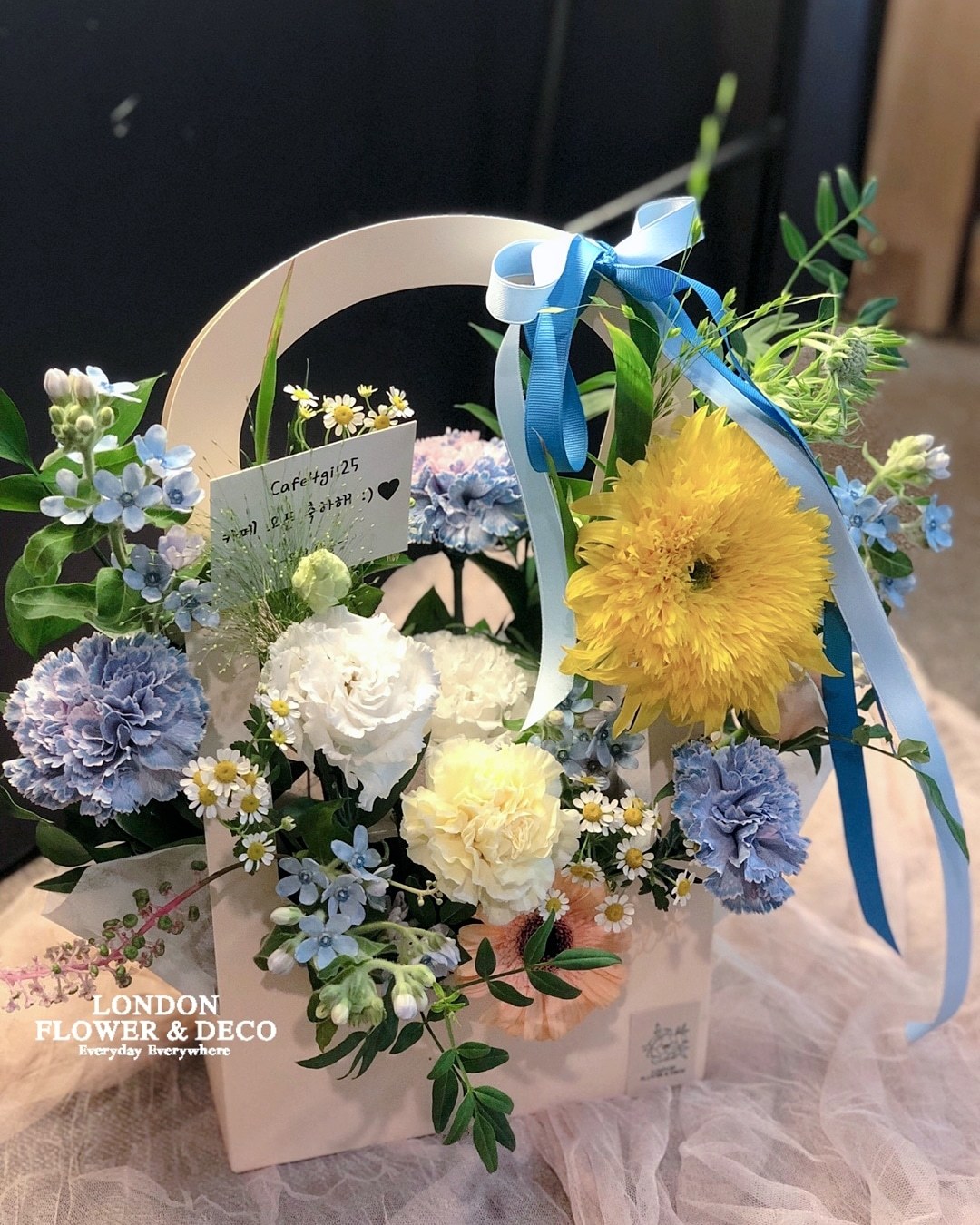 꽃바구니 M 종이바구니 기본메세지카드 배민 장보기∙쇼핑