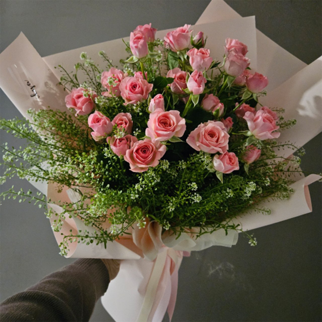 로즈라일락과 냉이꽃의 만남 꽃다발 배민 장보기∙쇼핑
