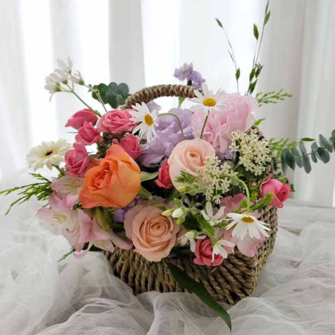 꽃바구니 M 장미 혼합 배민 장보기∙쇼핑