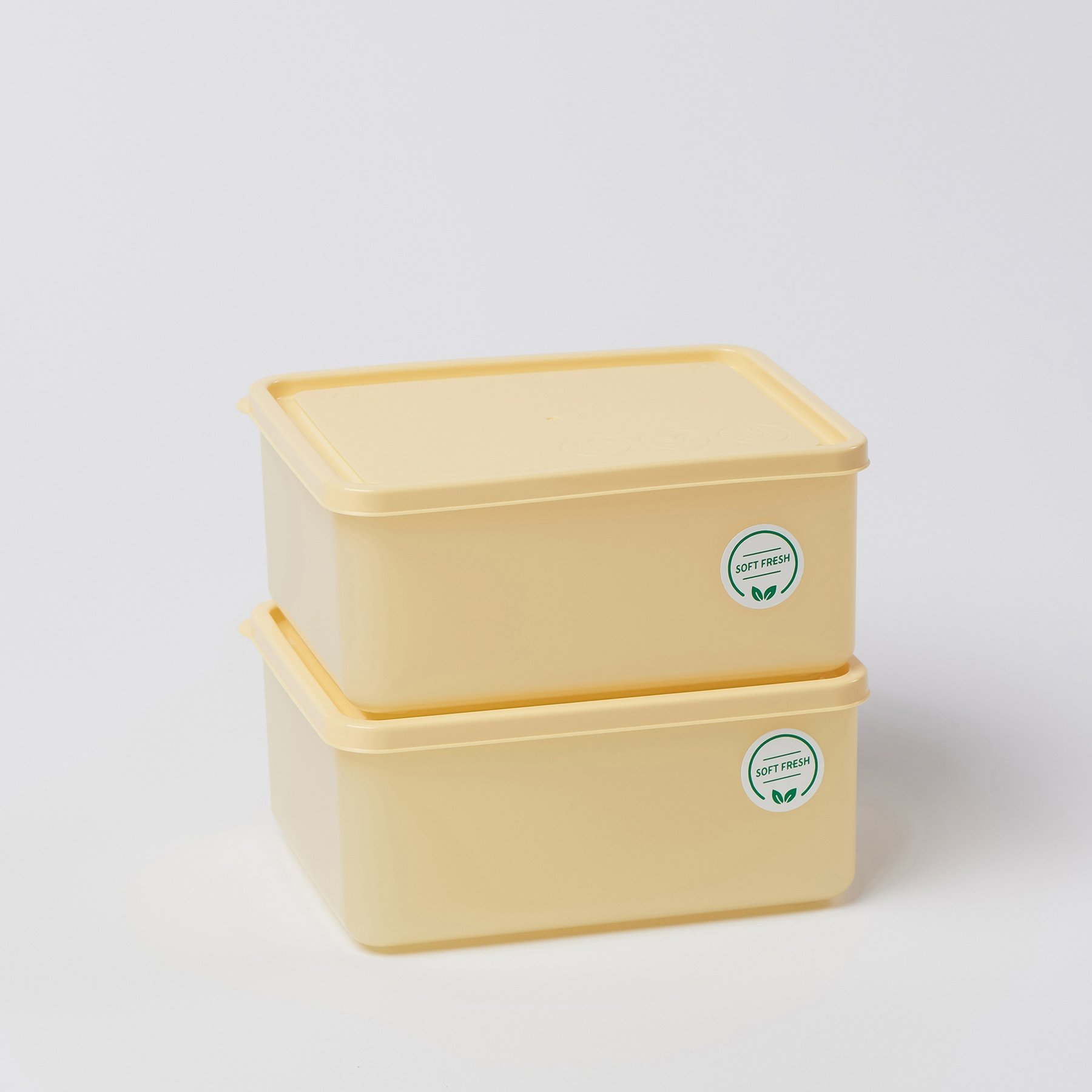Jaju자주 소프트싱싱 냉장고정리 냉동 밀폐용기1000ml2개입옐로 배민 장보기∙쇼핑