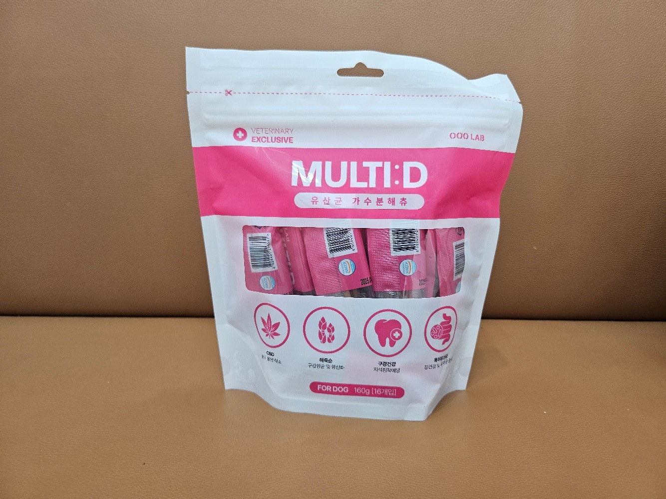 아오오랩 멀티 D MULTI D 유산균 가수분해 츄 160g 16개입 | 배민 장보기∙쇼핑