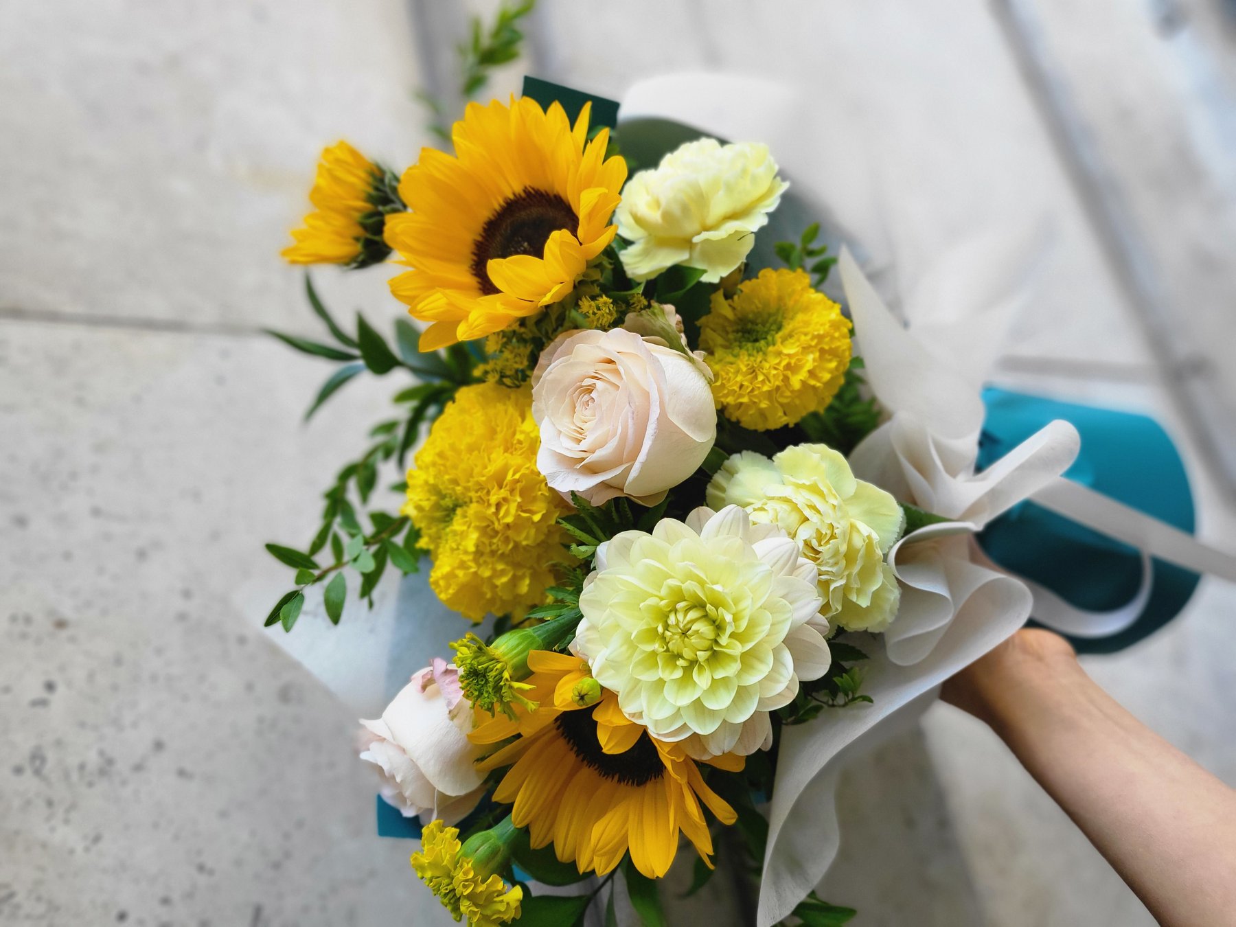 해바라기 꽃다발 L 기본메세지카드 봉투 배민 장보기∙쇼핑