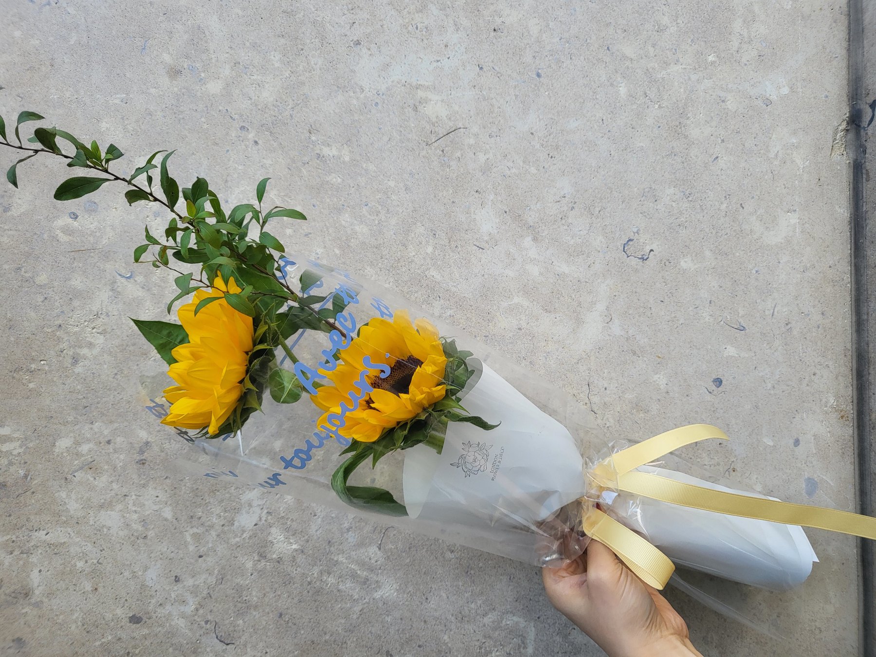 해바라기 꽃다발 Xs 기본메세지카드 봉투 배민 장보기∙쇼핑