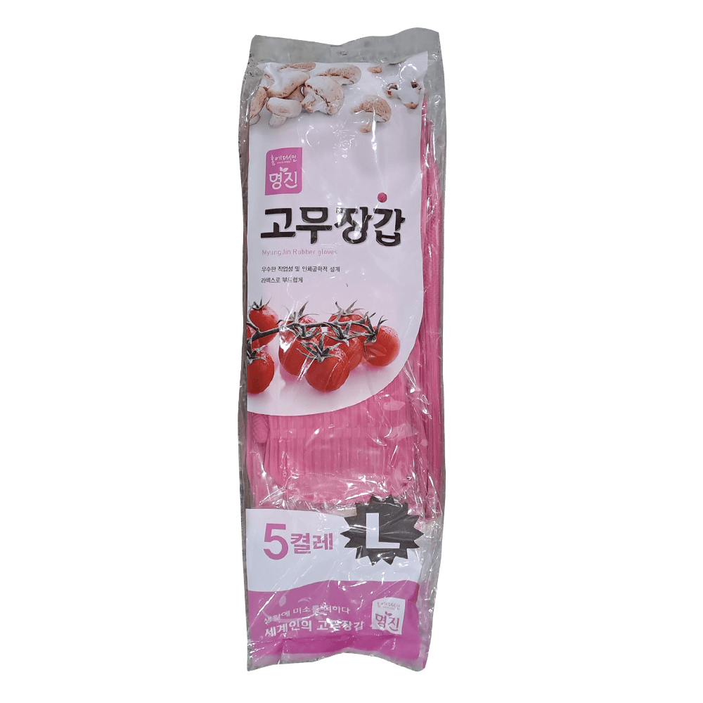명진 분홍 고무장갑 5입 L 배민 장보기∙쇼핑