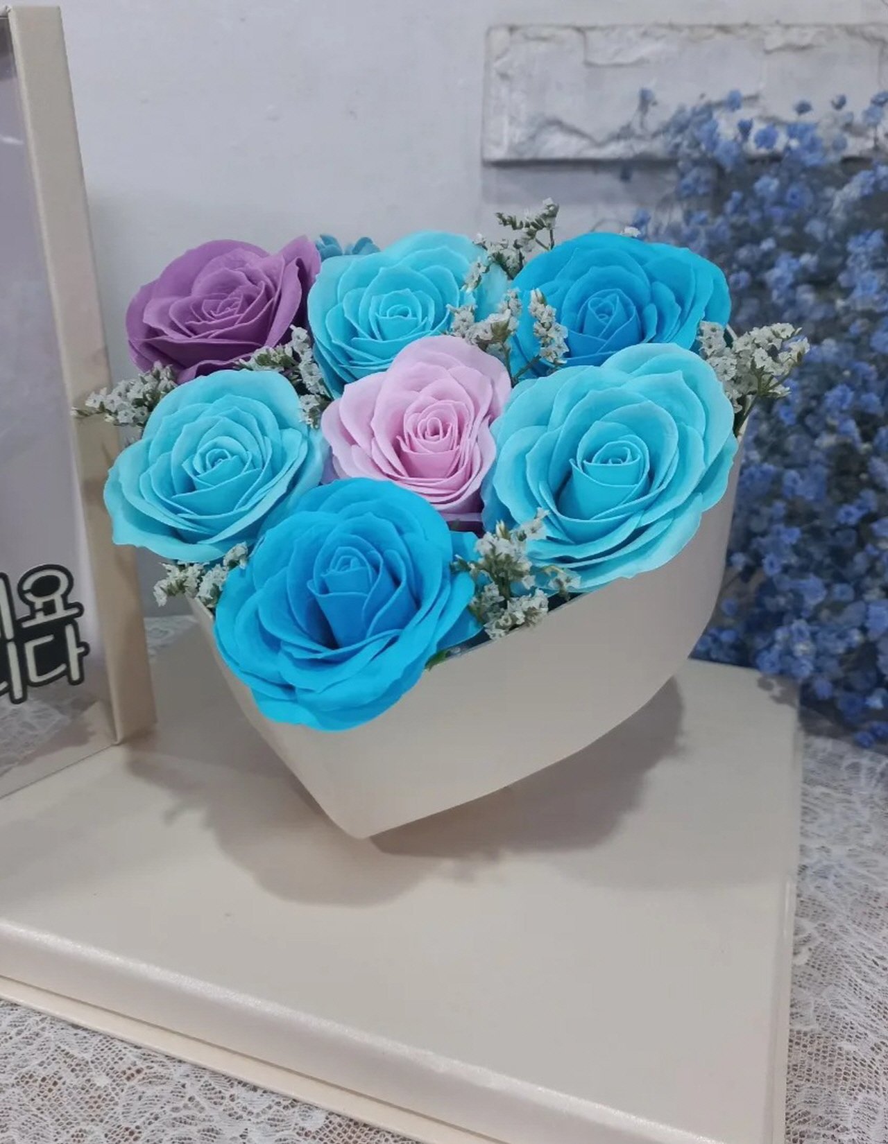 비누꽃 하트플라워 박스파랑하늘 배민 장보기∙쇼핑