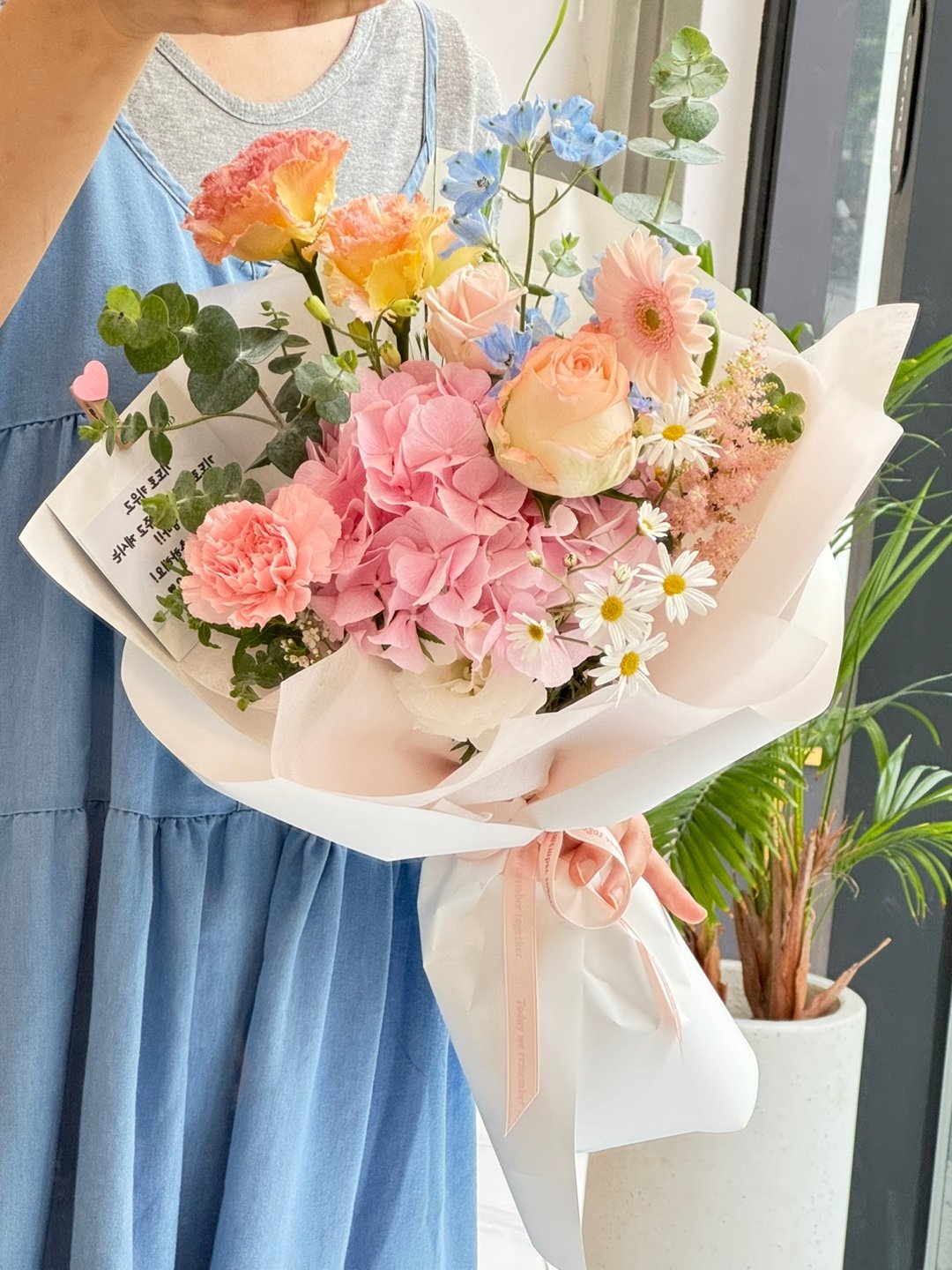 핑크수국and장미 외 믹스꽃다발 배민 장보기∙쇼핑