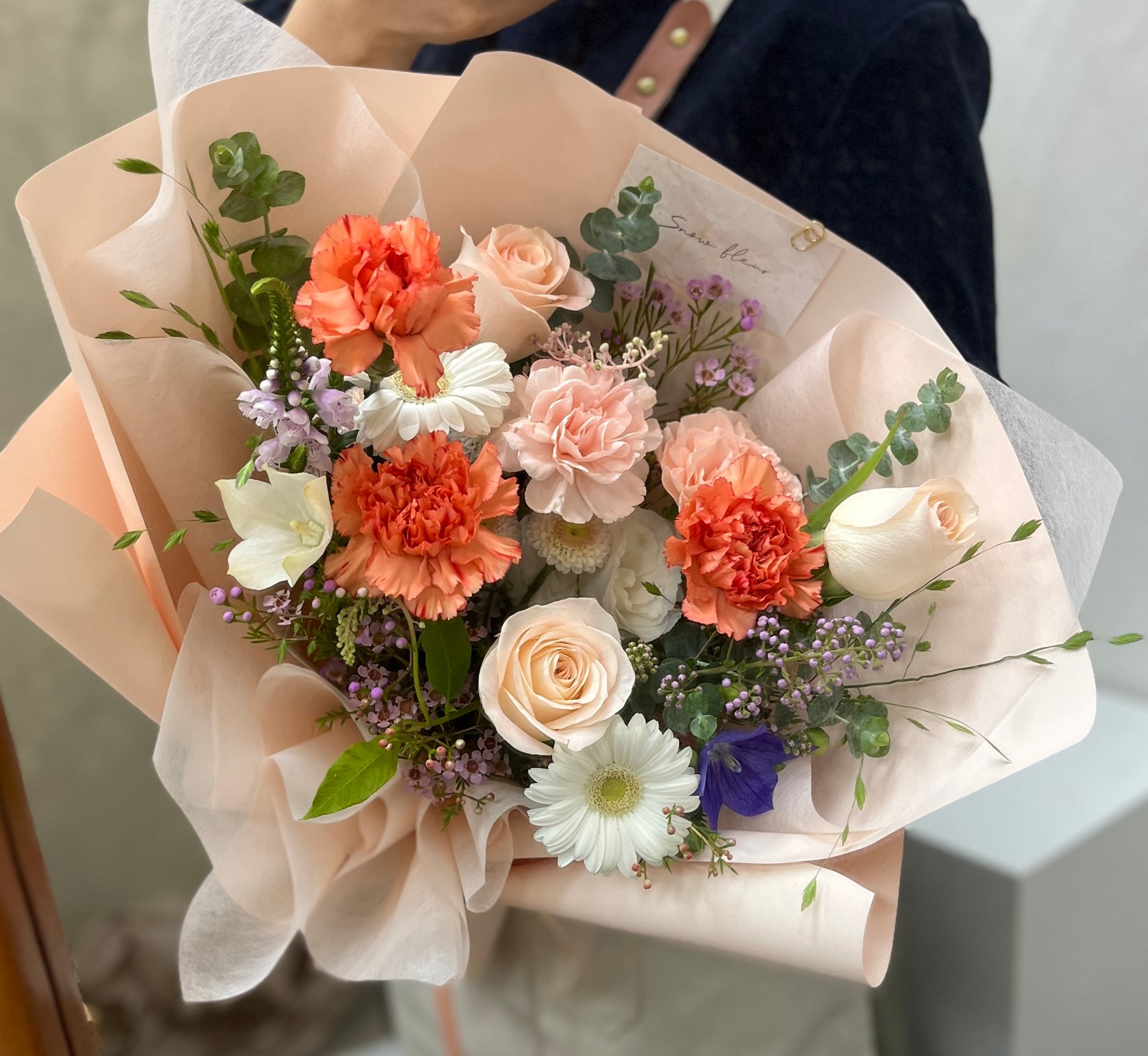 오렌지 피치 대형 꽃다발 등록반려거울에 비친 이미지로 수정 및 상세 이미지 등록 필요 배민 장보기∙쇼핑