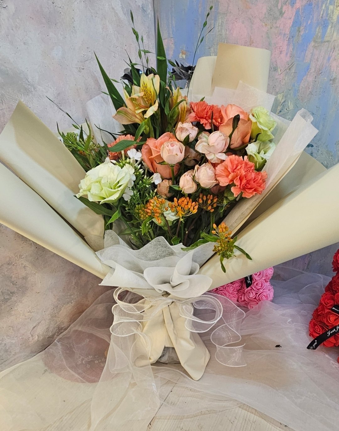 생화 핑크장미 꽃다발l 배민 장보기∙쇼핑
