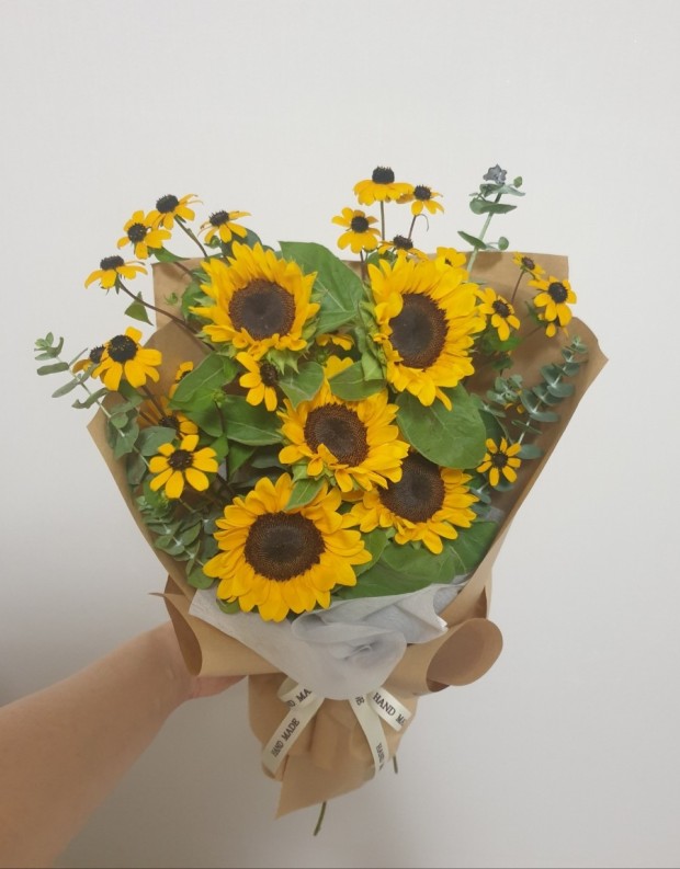 해바라기 꽃다발 중 배민 장보기∙쇼핑