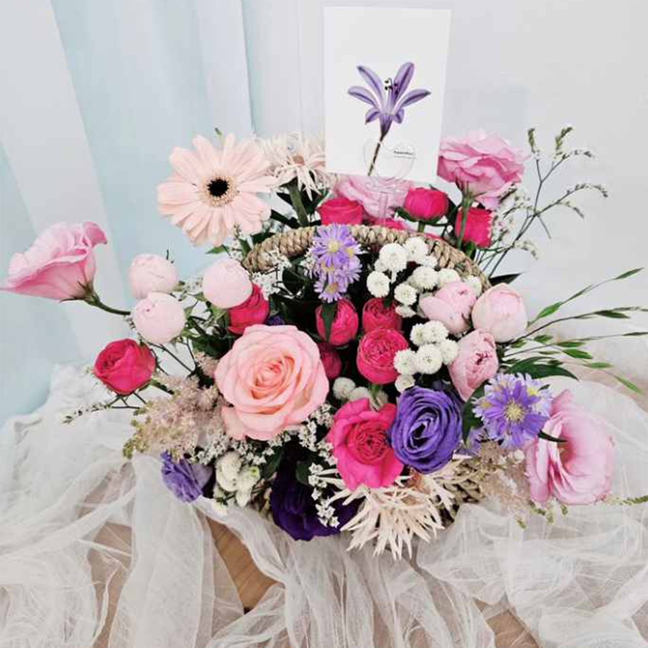 꽃바구니 L 장미 소국 혼합 배민 장보기∙쇼핑
