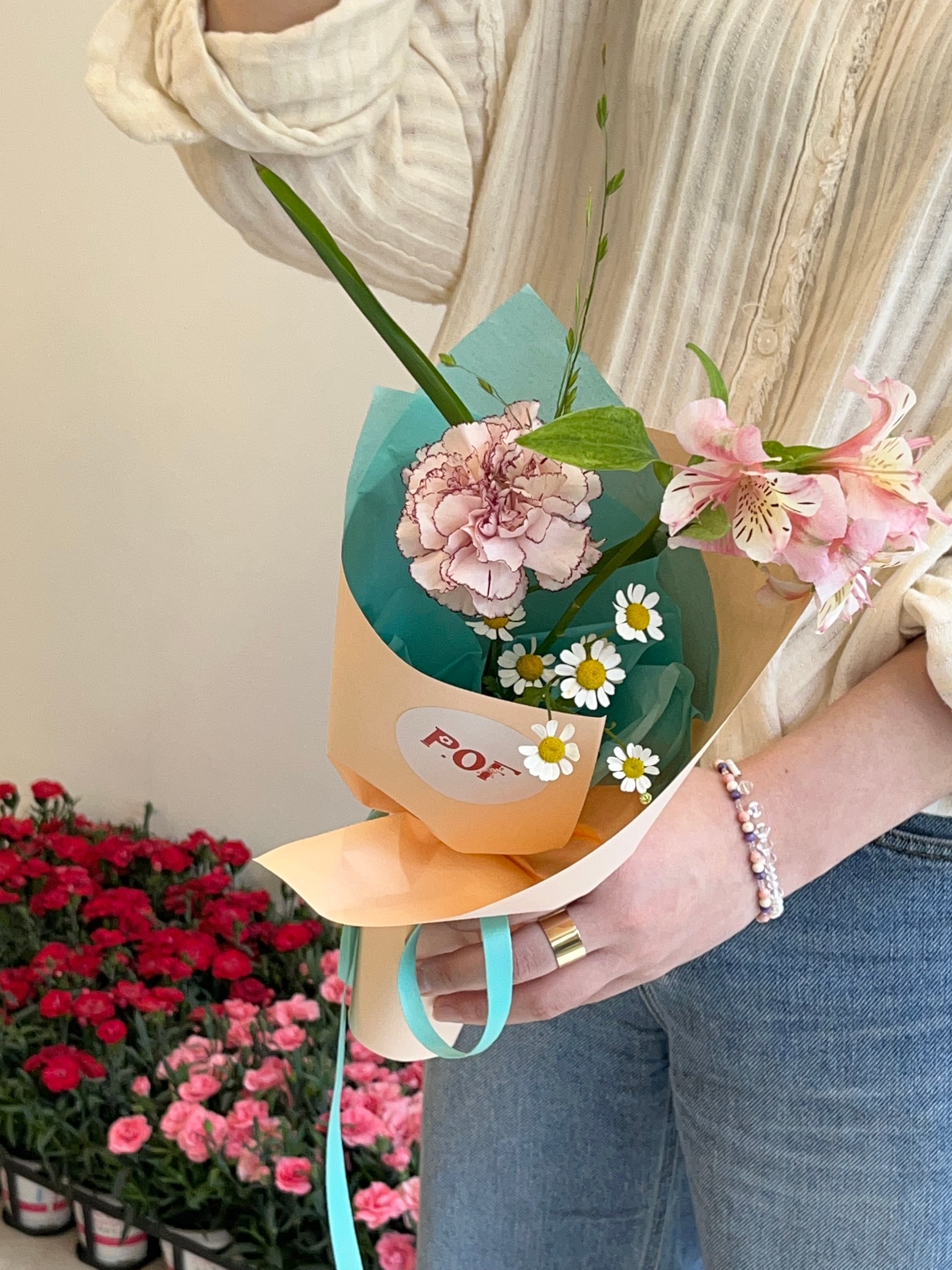 핑크 쁘띠 꽃다발 배민 장보기∙쇼핑