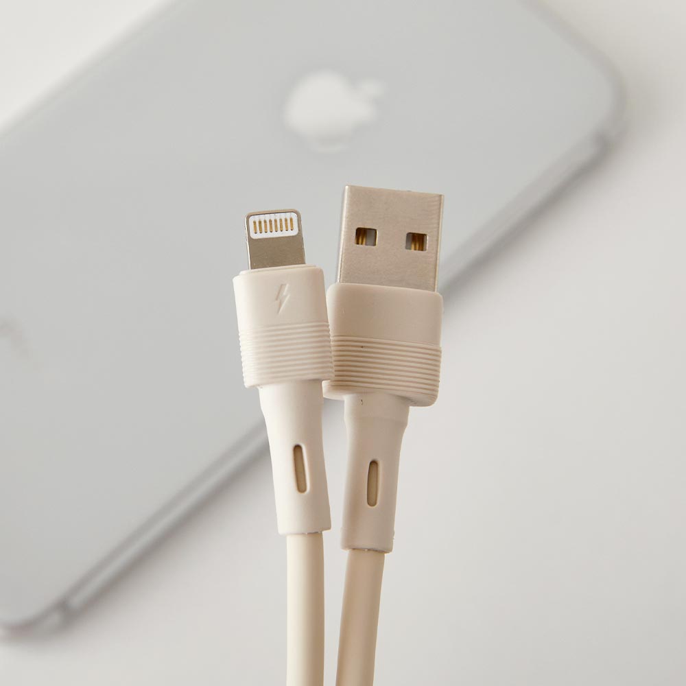 24a 꼬임 방지 고탄성 실리콘 케이블 1m Usb 라이트닝 오가닉 베이지 배민 장보기∙쇼핑