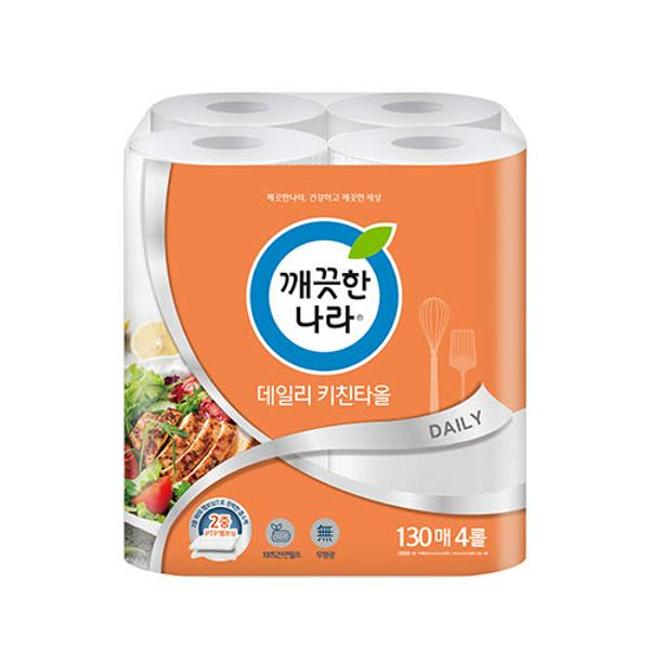 깨끗한나라 데일리키친타올 130매x 4롤 배민 장보기∙쇼핑