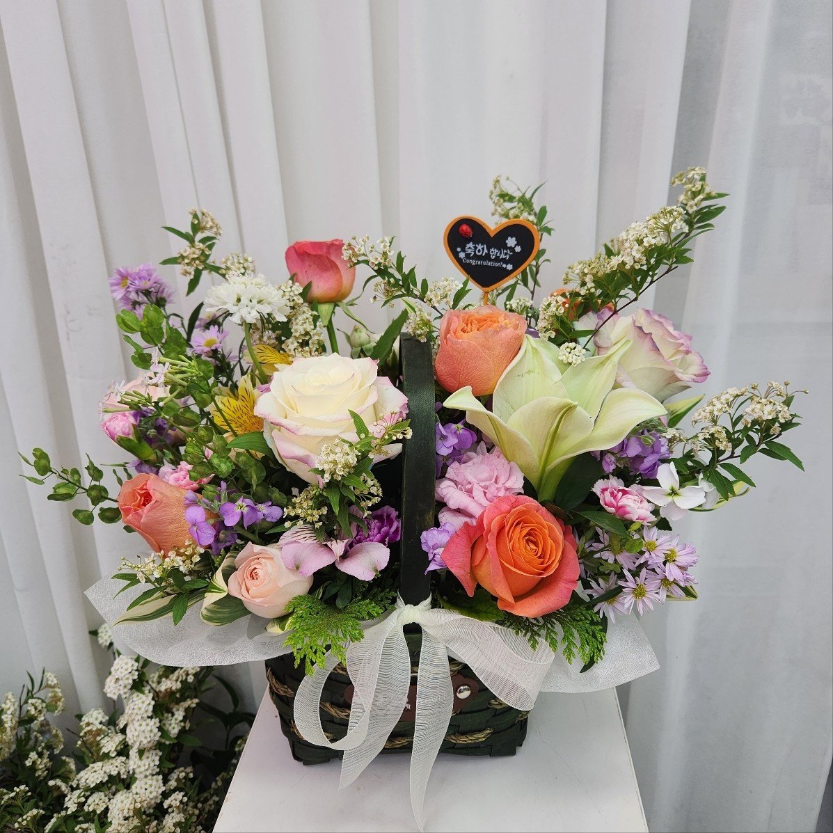 주황장미 혼합 꽃바구니 M 배민 장보기∙쇼핑