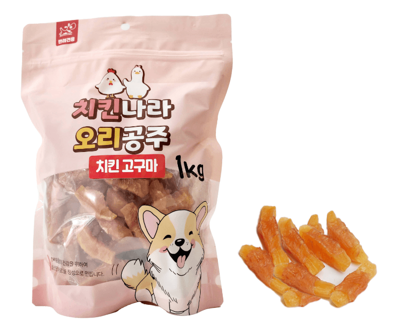강아지 1kg간식 치킨나라 오리공주 치킨고구마 배민 장보기∙쇼핑