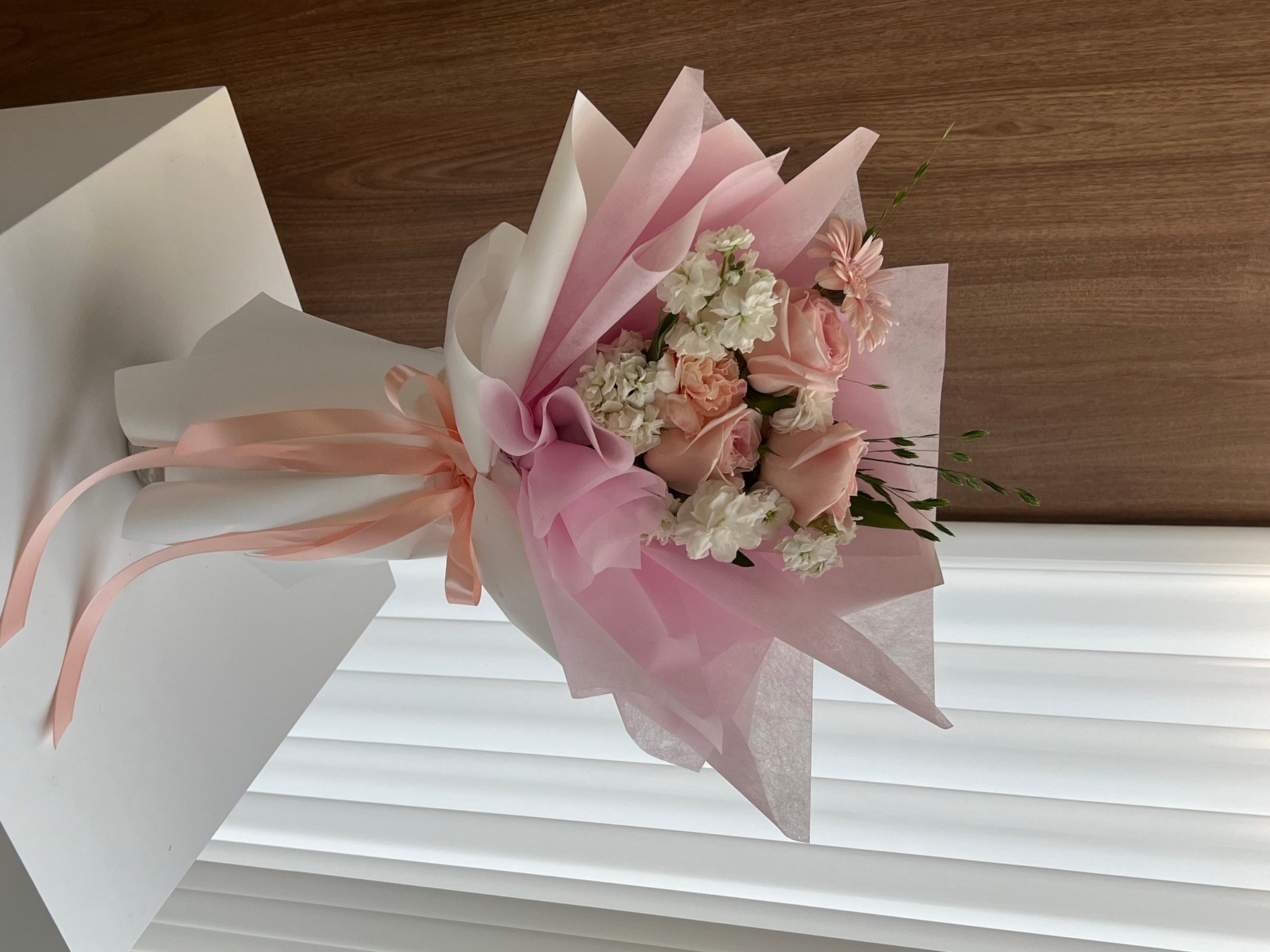 화이트핑크 미니 꽃다발 배민 장보기∙쇼핑