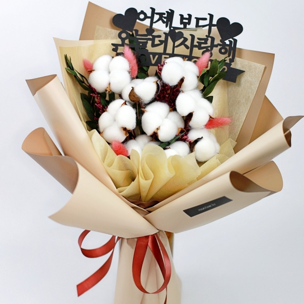 목화꽃다발 프리저브드 쇼핑백 배민 장보기∙쇼핑