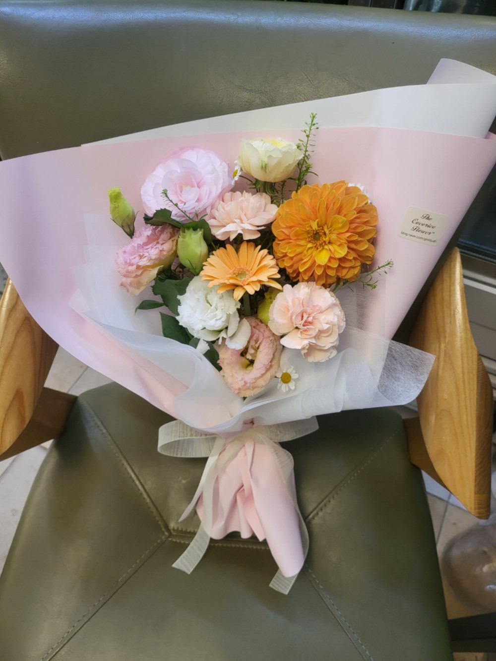 핑크오렌지 꽃다발 배민 장보기∙쇼핑