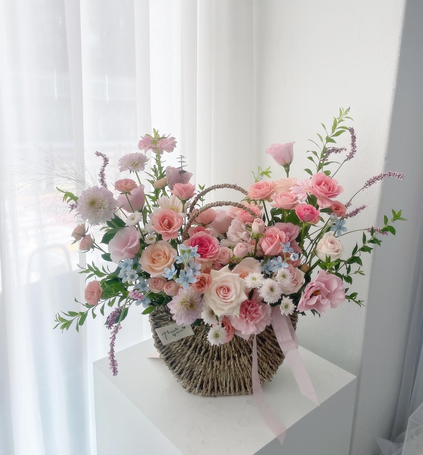 핸드백모양 핑크꽃바구니 배민 장보기∙쇼핑