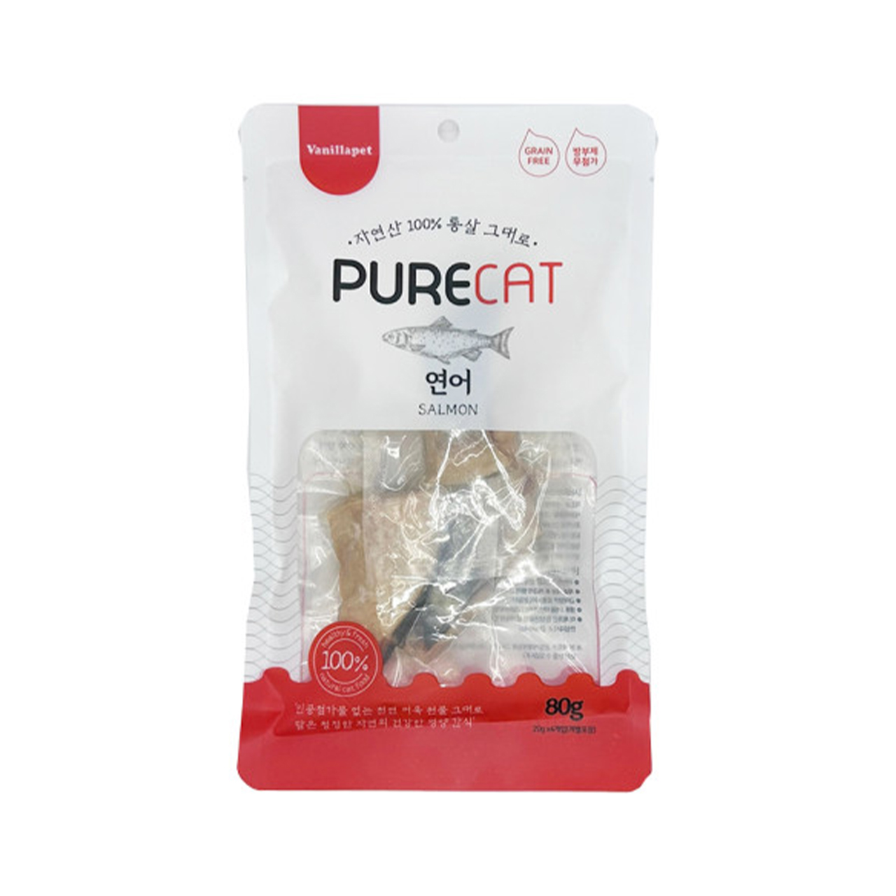 바닐라펫 퓨어캣 통살간식 연어 4p 80g 배민 장보기∙쇼핑