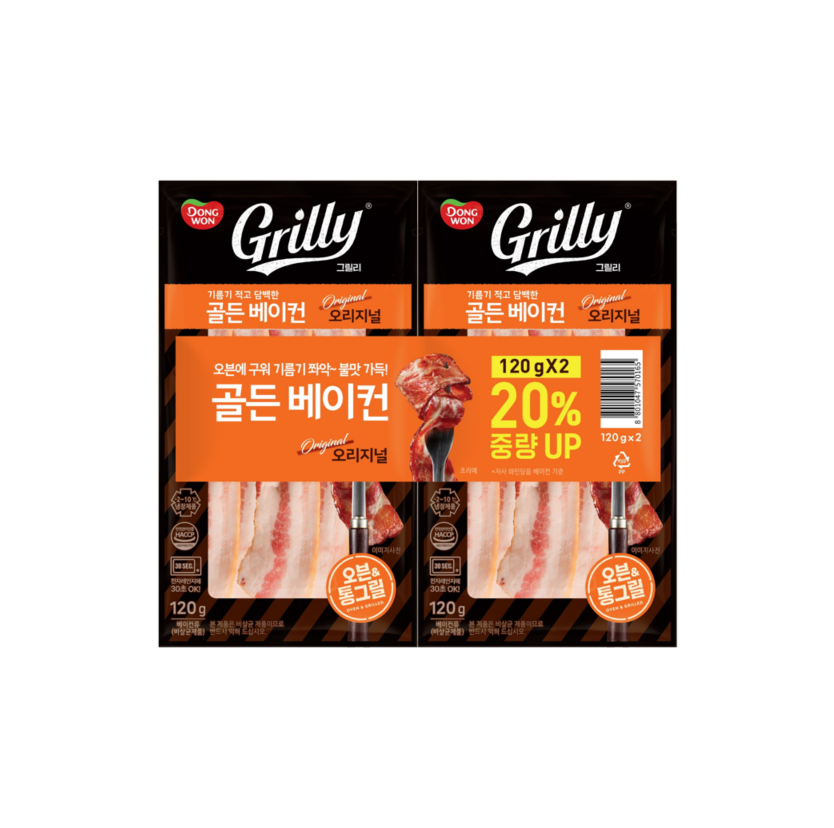 동원)그릴리 골든베이컨 오리지널 120gX2 | 배민 장보기∙쇼핑
